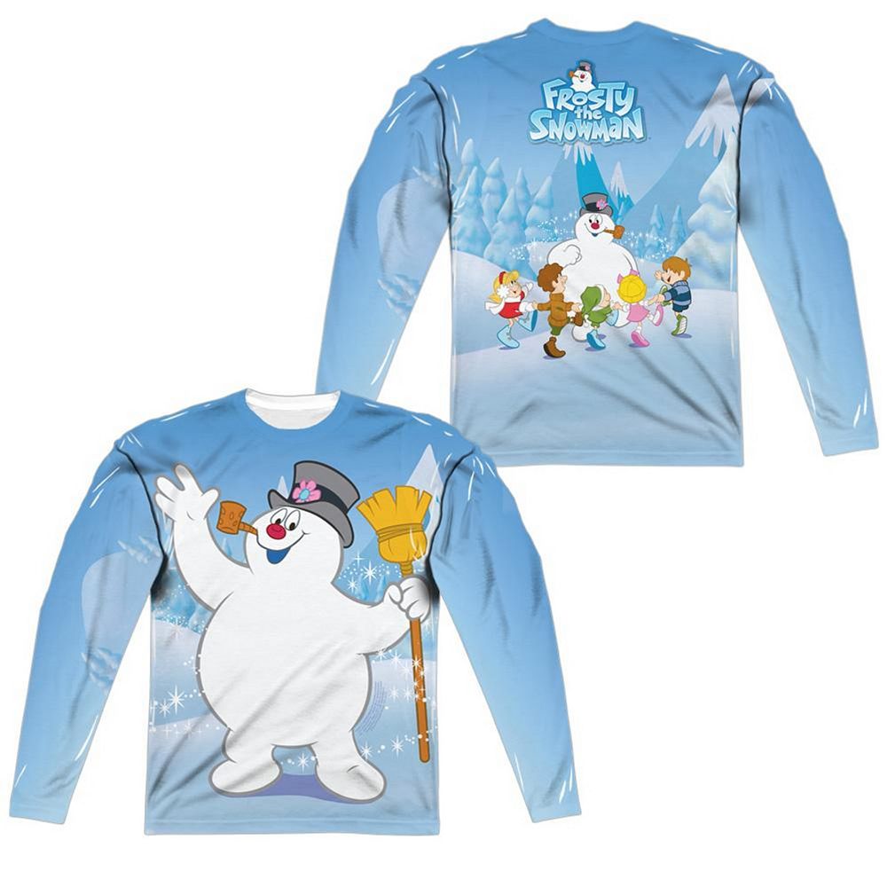 Frosty The Snowman Frosty Wave Long Sleeve Adult Poly Crew T-shirt