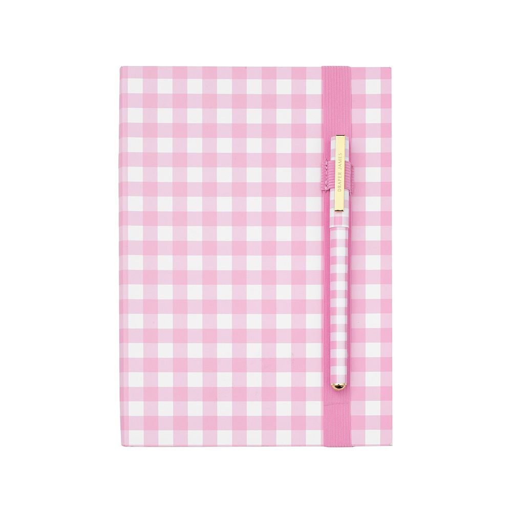 Draper James 2-piece Pink Gingham Journal and Pen Set