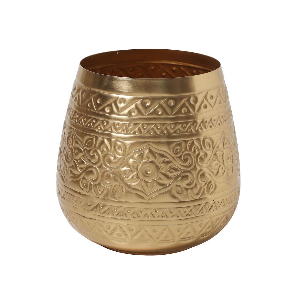 Everyday Decor Embossed Gold Finish Planter Table Decor