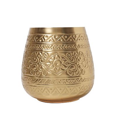 Everyday Decor Embossed Gold Finish Planter Table Decor