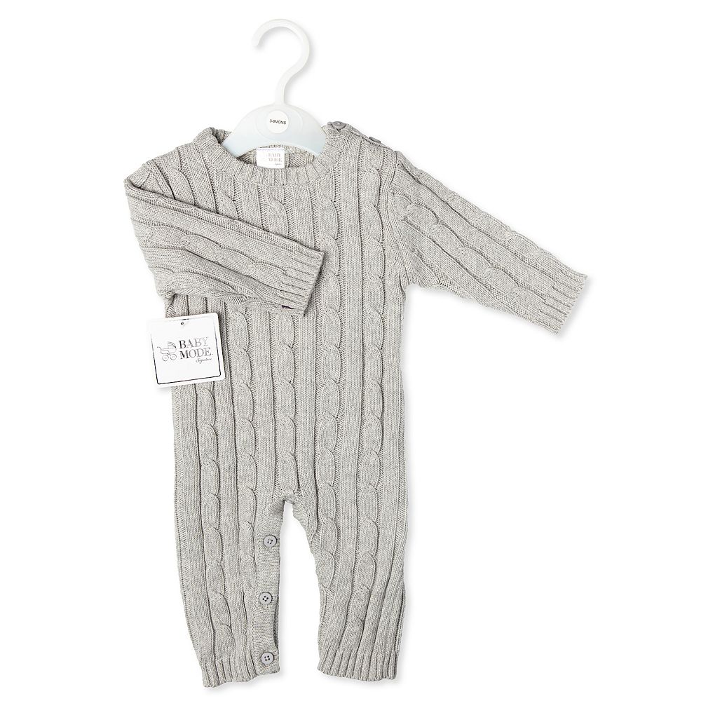 Baby Boys and Baby Girls Long Sleeved Cable Knit Romper