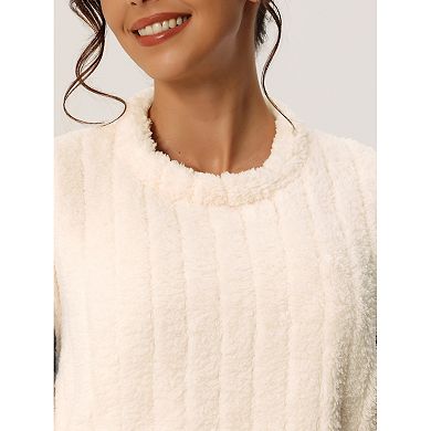 Womens Pajamas Sets Fluffy 2 Piece Fleece Pullover Tops Pants Loose ...