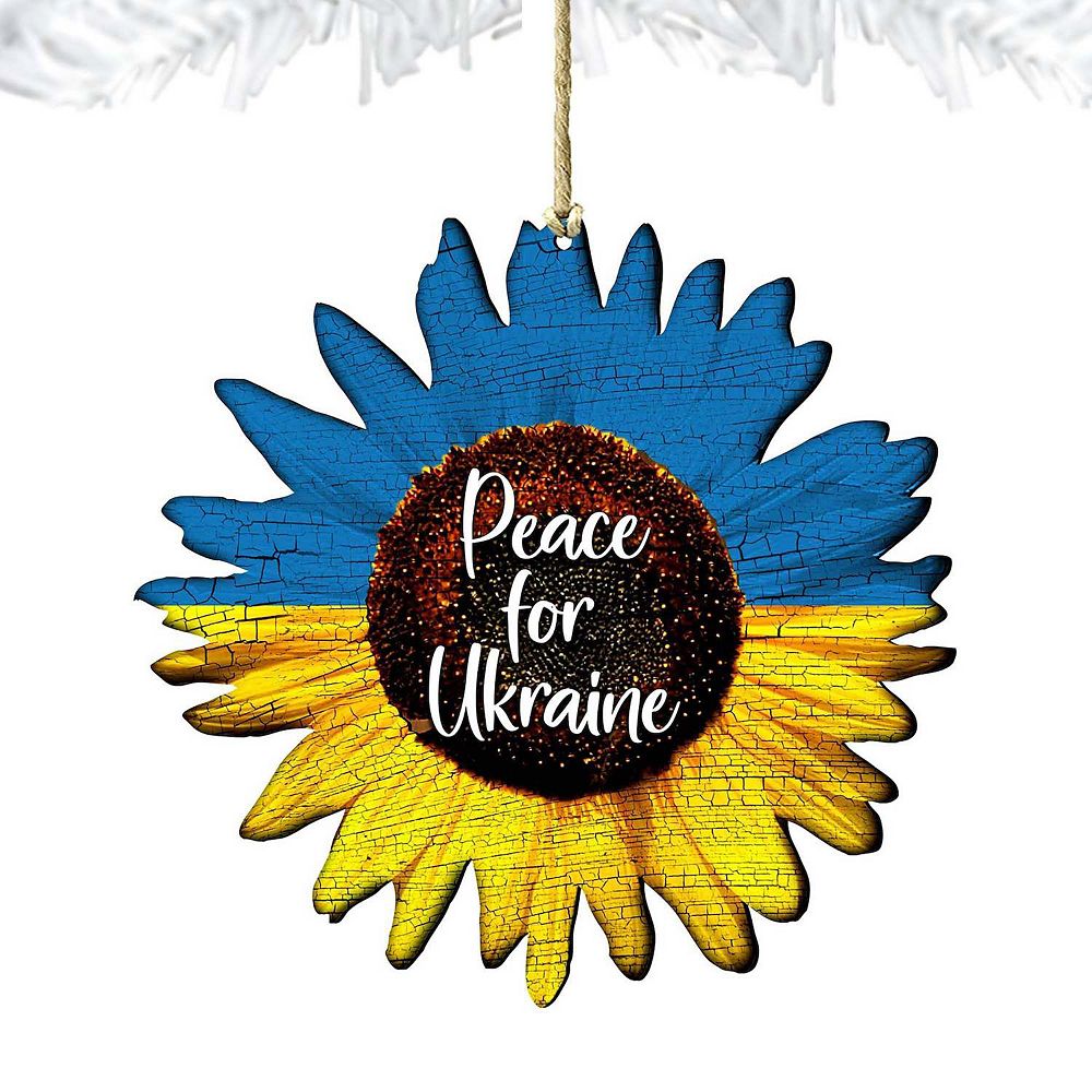 Set of 2 - Piece for Ukraine Sunflower Wooden Holiday Ornaments by G ...