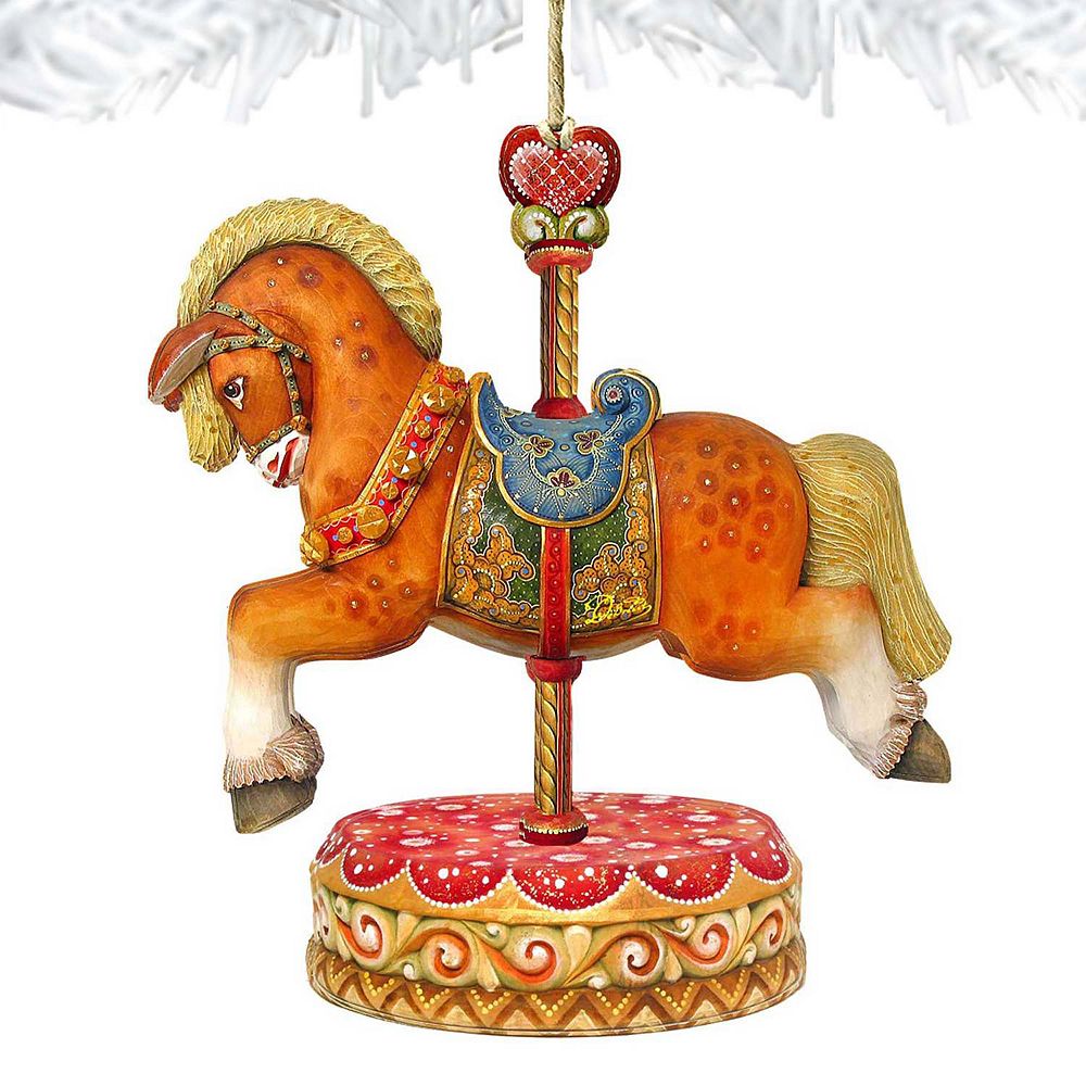 Set of 2 - Carousel Horses Wooden Holiday Ornaments by G. DeBrekht ...