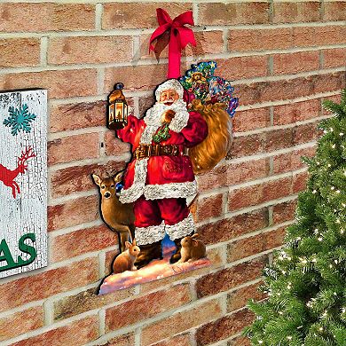 Woodland Santa 24-Inch Handcrafted Wooden Door Hanger by D. Gelsinger ...