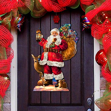 Woodland Santa 24-Inch Handcrafted Wooden Door Hanger by D. Gelsinger ...