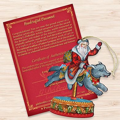 Set of 2 - Carousel Wolf Christmas Wooden Christmas Ornaments by G ...