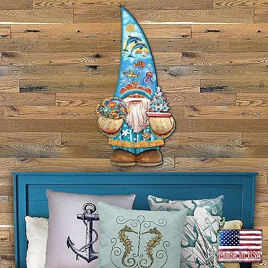 Coastal Gnome Dwarf 24-Inch Handcrafted Wooden Door Decor by G ...