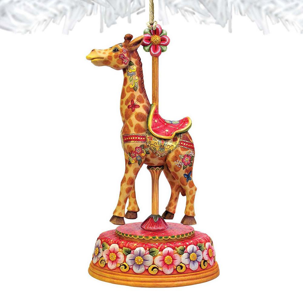 Set of 2 - Carousel Giraffe Christmas Wooden Christmas Ornaments by G ...