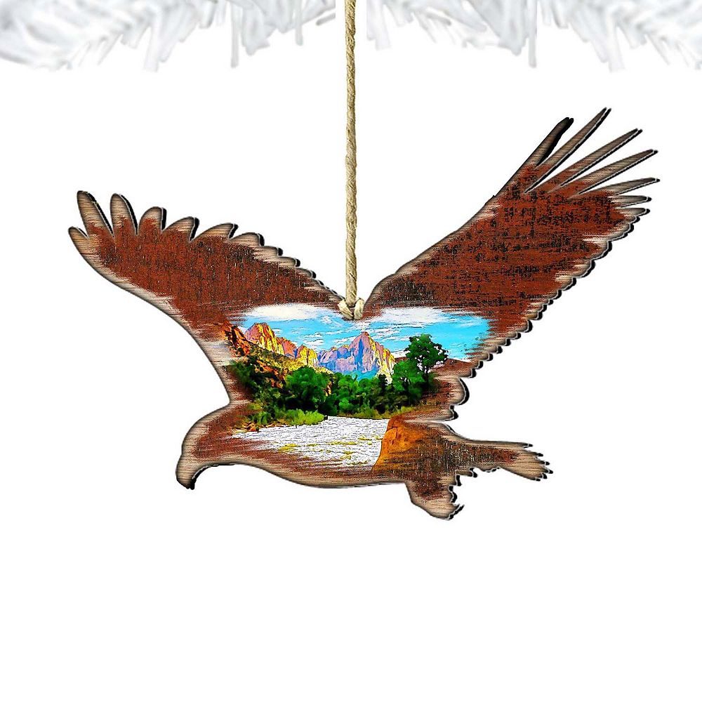 Set of 2 - Eagle Shaped Wooden Holiday Ornaments by G. DeBrekht ...