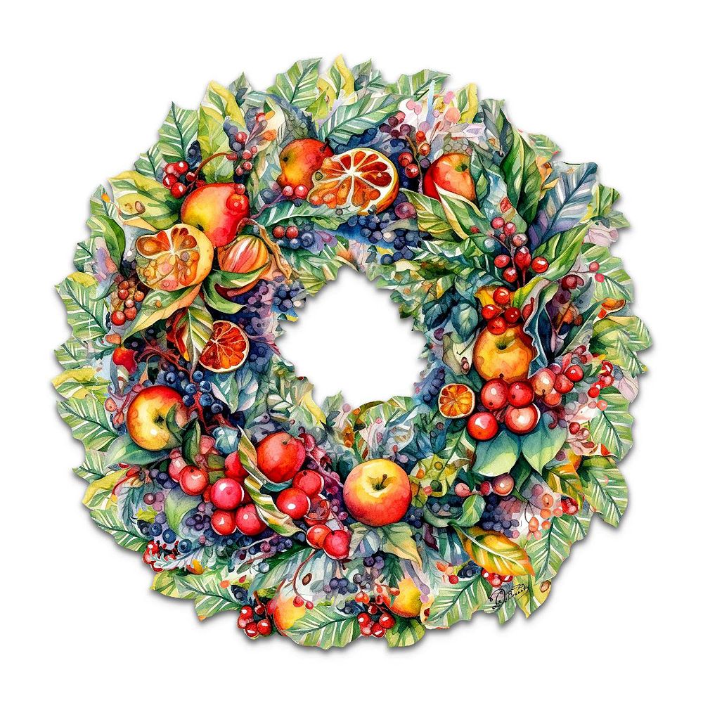 Summer Harvest Fruit Wreath 24-Inch Handcrafted Wooden Door Decor by G ...