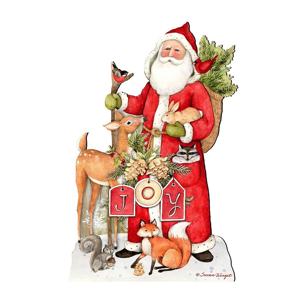 Woodland Frosty Santa 24-Inch Handcrafted Wooden Door Decor by Susan ...
