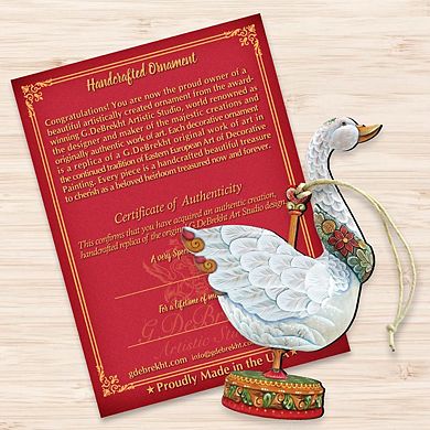 Set of 2 - Carousel Goose Christmas Wooden Christmas Ornaments by G ...