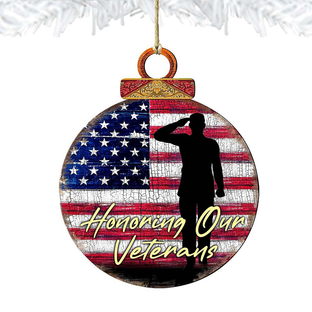 Set of 2 - Veterans Honor Ball Wooden Holiday Ornaments by G. DeBrekht ...