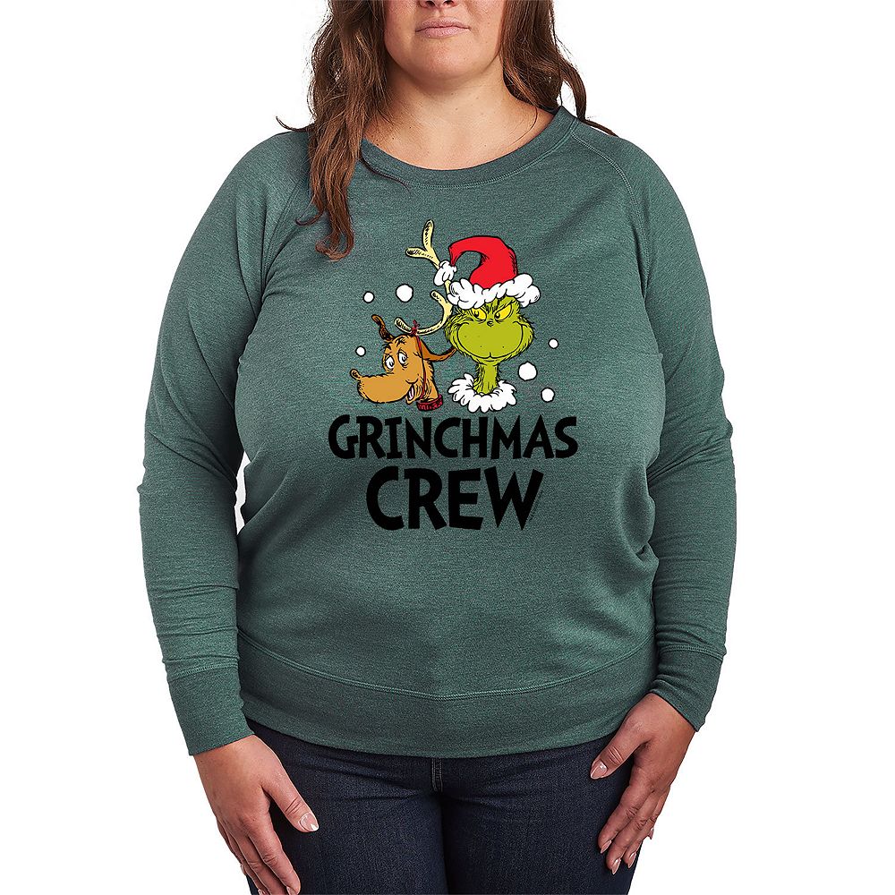 Plus Size Dr. Seuss The Grinch Grinchmas Crew French Terry Long Sleeve Tee