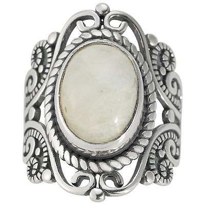 Sunkissed Sterling Sterling Silver Oxidized Oval Moonstone Ring