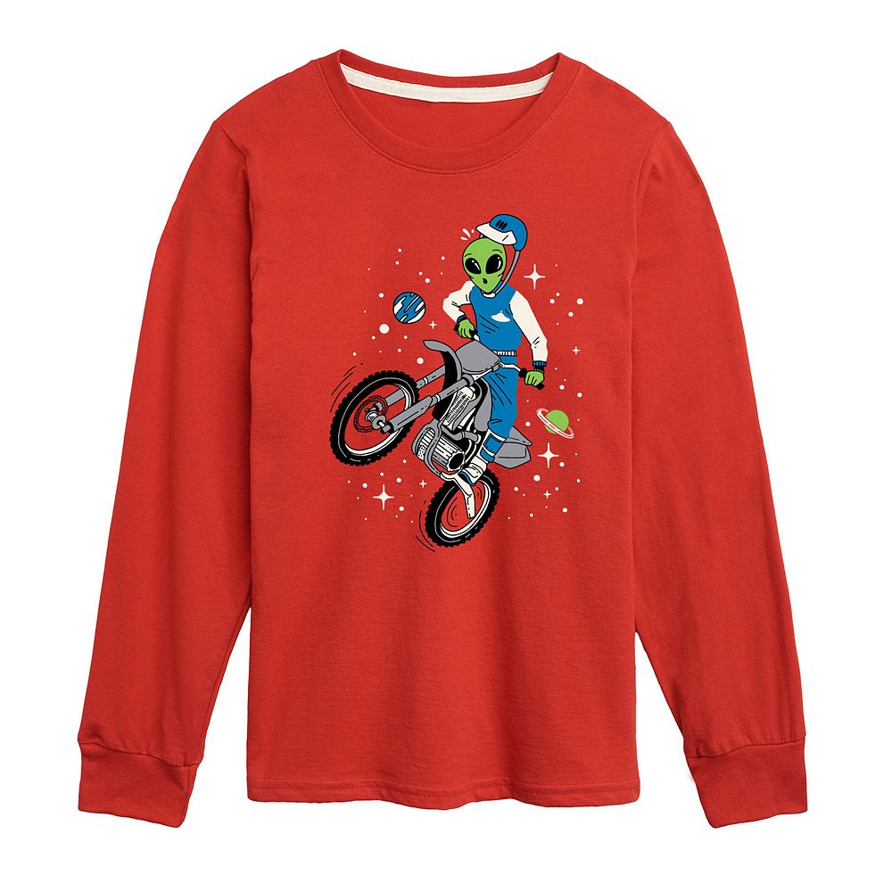 Boys 8-20 Alien Dirt bike Long Sleeve Graphic Tee