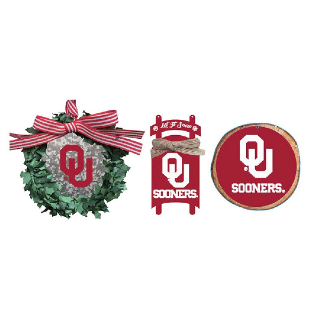The Memory Company Oklahoma Sooners Three-Pack Wreath, Sled & Circle ...