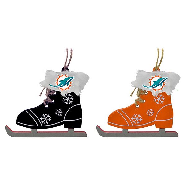 The Memory Company Miami Dolphins Two-Pack Ice Skate Ornament Set