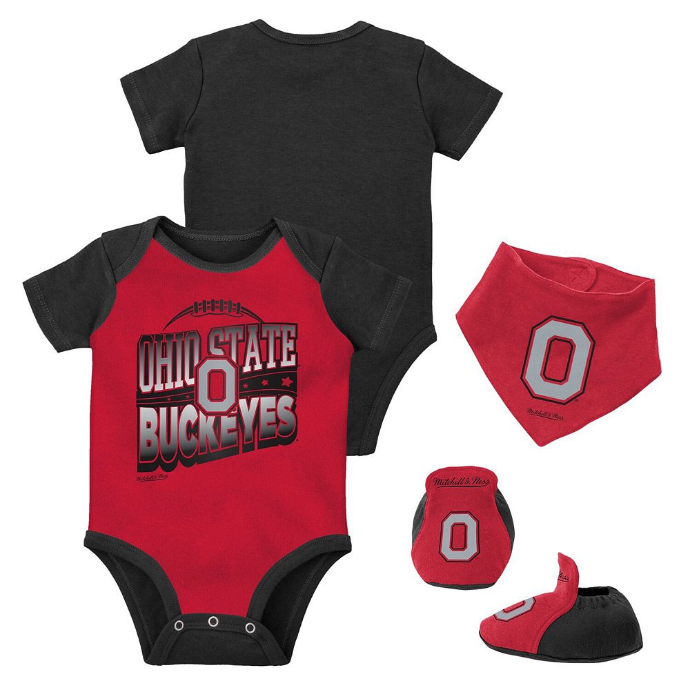 Infant Mitchell & Ness Black/Scarlet Ohio State Buckeyes 3-Pack ...