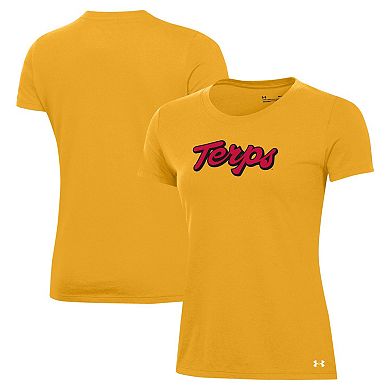 Women's Under Armour Gold Maryland Terrapins Script Gold Out T-Shirt