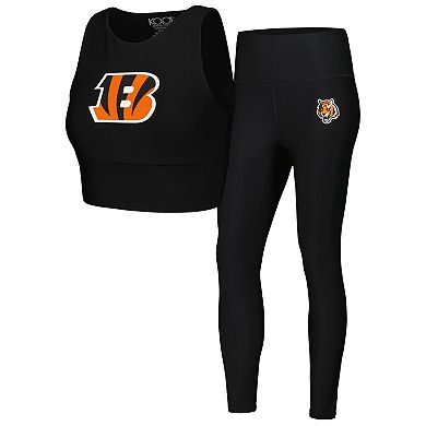 Women's Black Cincinnati Bengals Leggings & Midi Bra Set