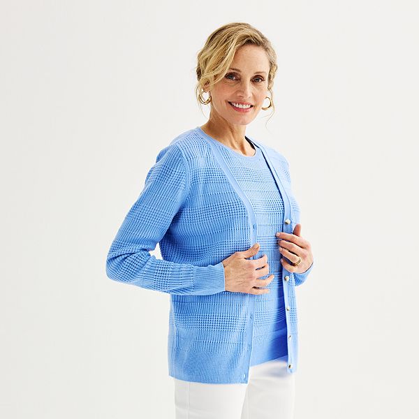 Women's Croft & Barrow® Extra Soft Simple Stitch Twinset Top