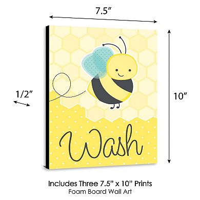 Big Dot of Happiness Honey Bee - Kids Bathroom Rules Wall Art - 7.5 x ...