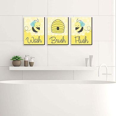 Big Dot of Happiness Honey Bee - Kids Bathroom Rules Wall Art - 7.5 x ...