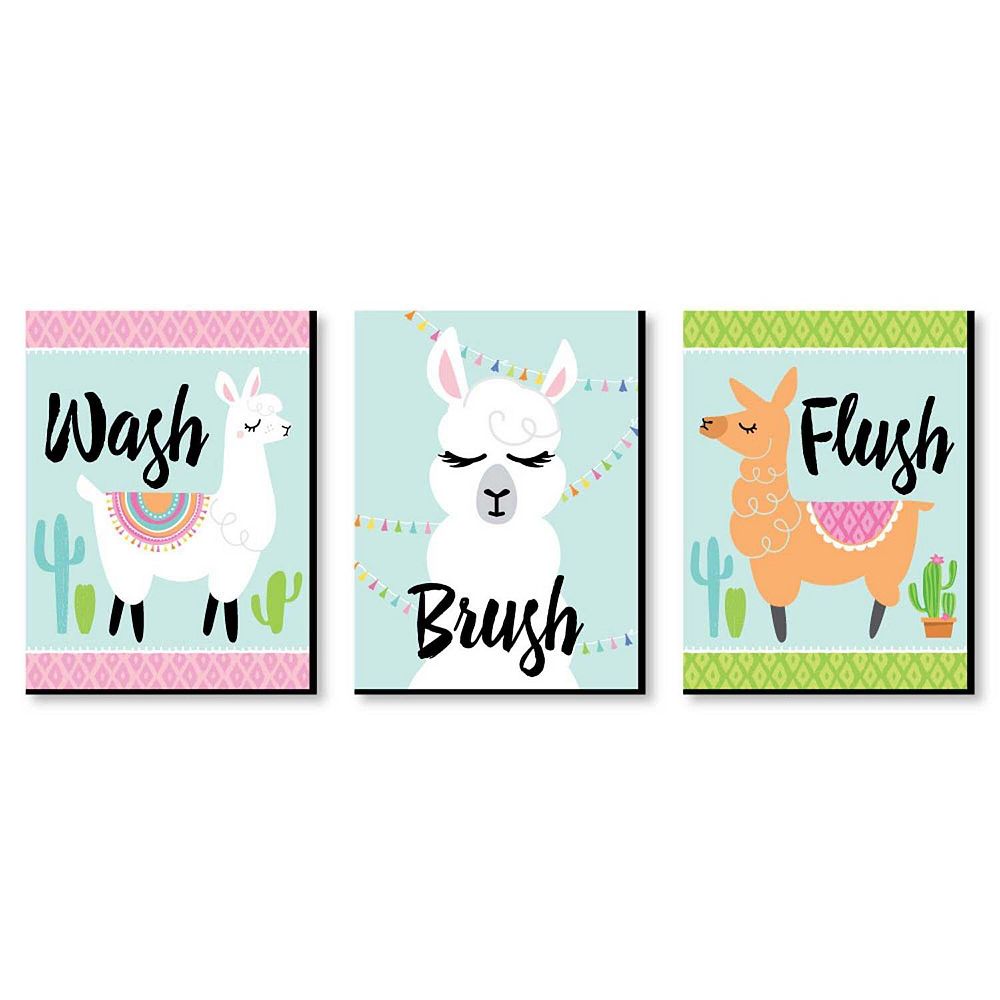 Big Dot of Happiness Whole Llama Fun - Kids Bathroom Rules Wall Art - 7 ...