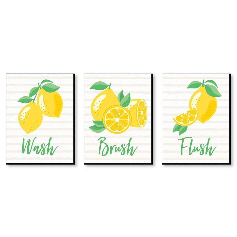 Big Dot of Happiness So Fresh - Lemon - Kids Bathroom Rules Wall Art ...