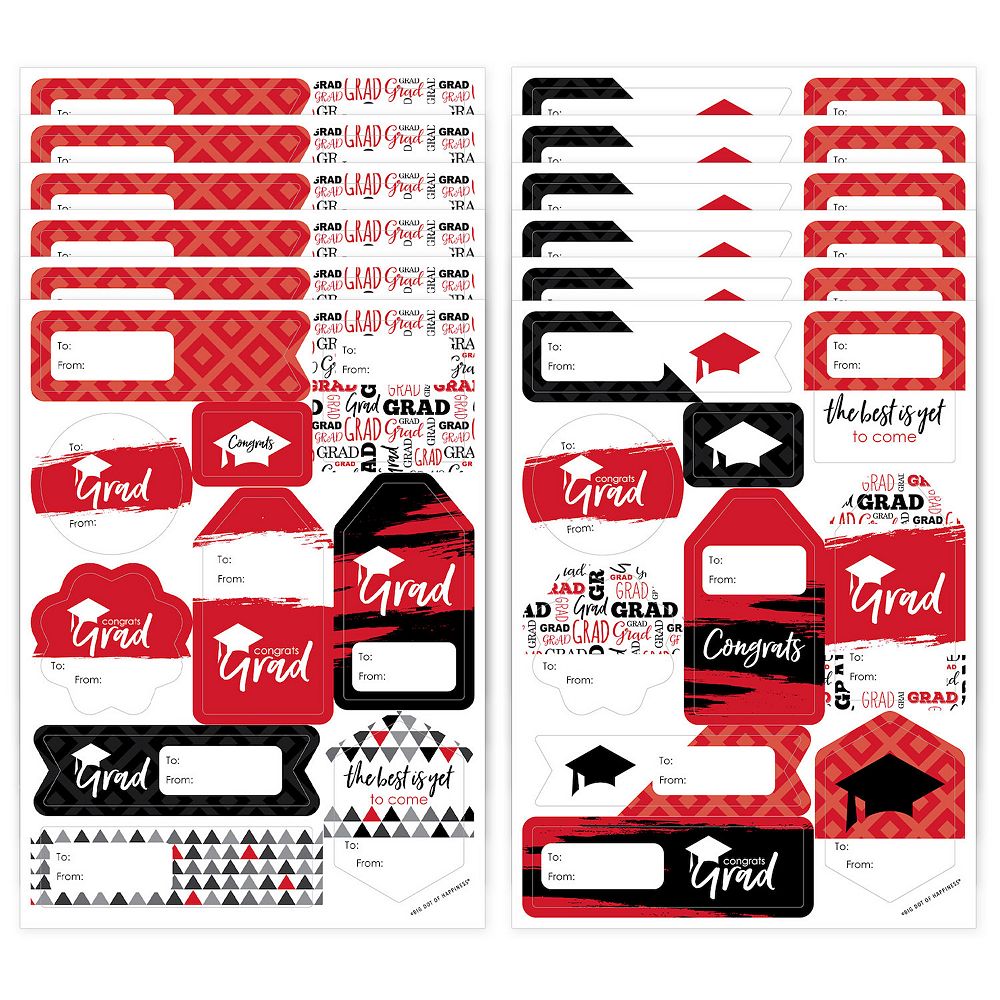 Big Dot Of Happiness Red Grad Best Is Yet To Come To & From Stickers 12 ...