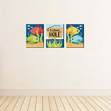 Big Dot of Happiness Let's Go Fishing - Fish Themed Nursery Wall Art ...