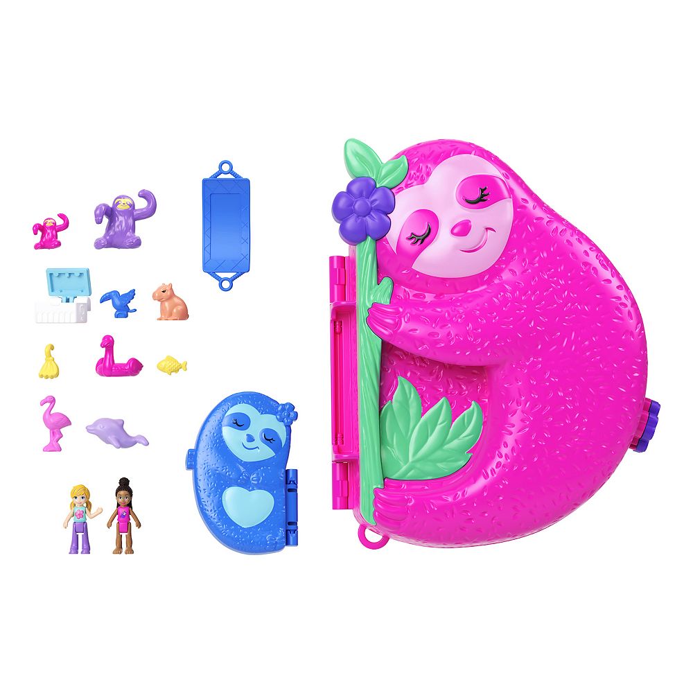 Polly Pocket Sloth Family 2-in-1 Purse Compact Doll And Playset Toy
