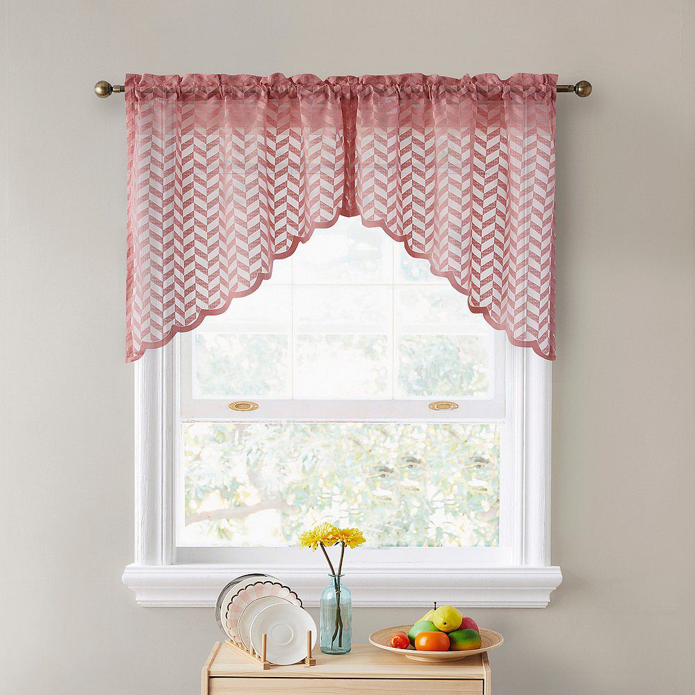 HLC.me Herringbone Lace Sheer Rod Pocket Curtain Swags - Set of 2