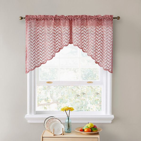 HLC.me Herringbone Lace Sheer Rod Pocket Curtain Swags - Set of 2