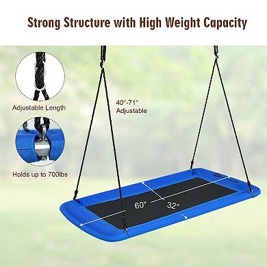 60 Inches Platform Tree Swing Outdoor with 2 Hanging Straps