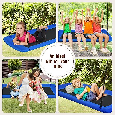 60 Inches Platform Tree Swing Outdoor with 2 Hanging Straps