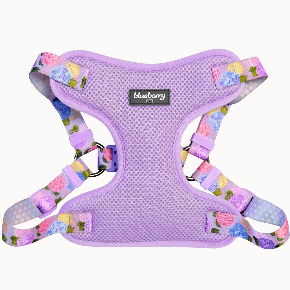Blueberry Pet Rose Flower Print Padded Dog Harness Vest