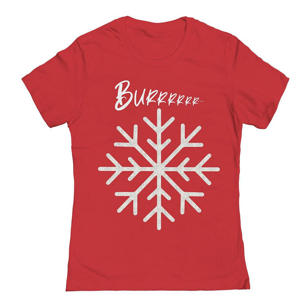 Juniors' Burrrr Snow Flake Christmas Graphic Tee