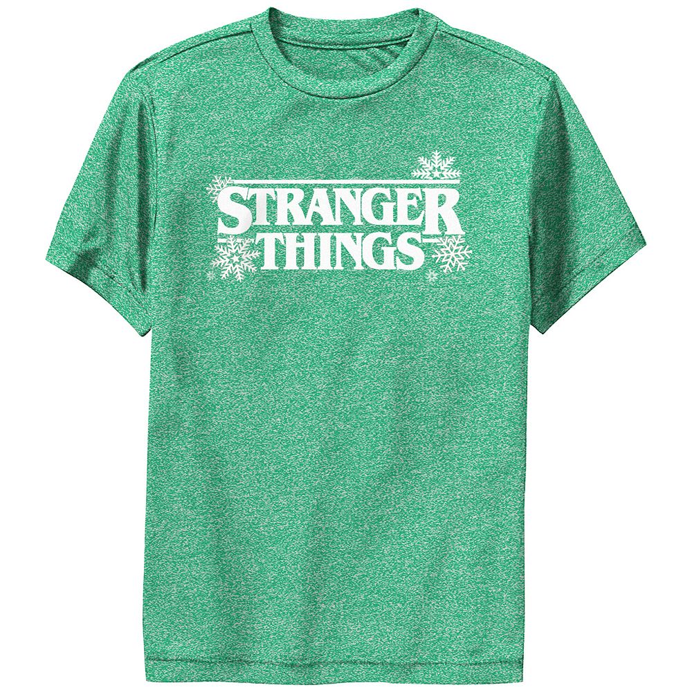 Boys 6-20 Stranger Things Snowflakes Title Logo Performance Graphic Tee
