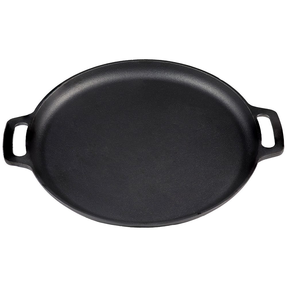 Sunnydaze Seasoned Cast Iron Pizza Pan With Handles - 13.75-inch