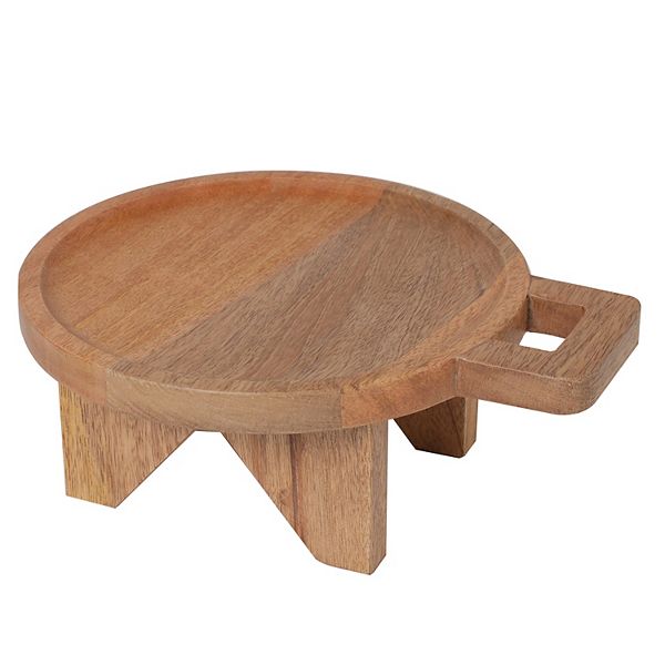 Everyday Decor Small Handled Mango Wood Riser Table Decor