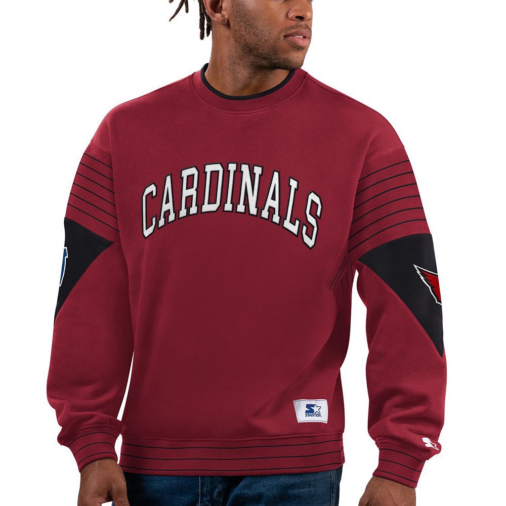 Men's Starter Cardinal Arizona Cardinals Face-Off Pullover Sweatshirt