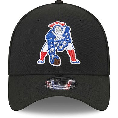 Men's New Era Black New England Patriots Throwback Main 39THIRTY Flex Hat