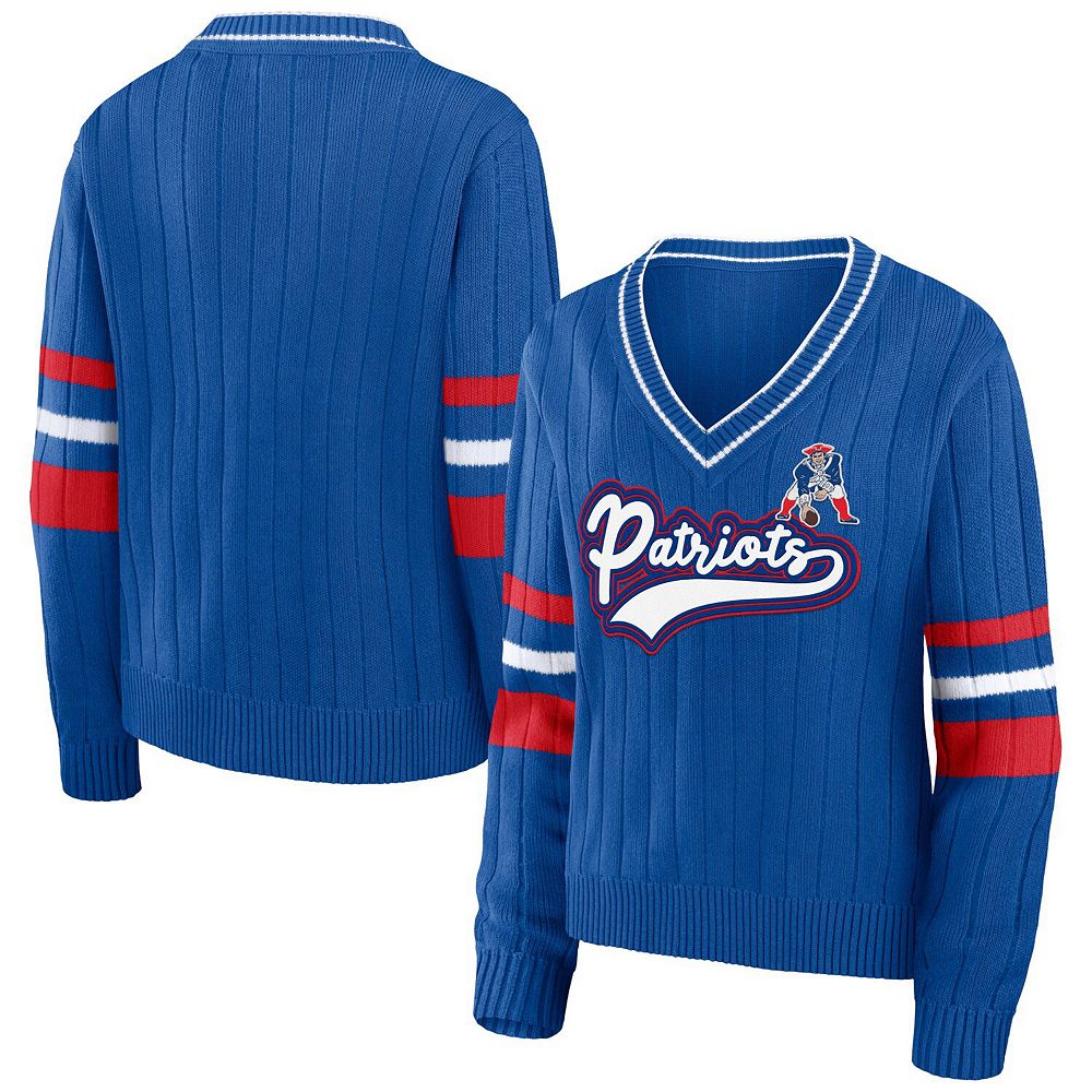 Women's WEAR by Erin Andrews Royal New England Patriots Throwback V ...