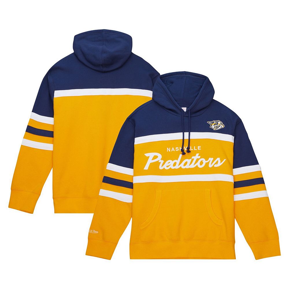 Men's Mitchell & Ness Gold/Navy Nashville Predators Head Coach Pullover ...