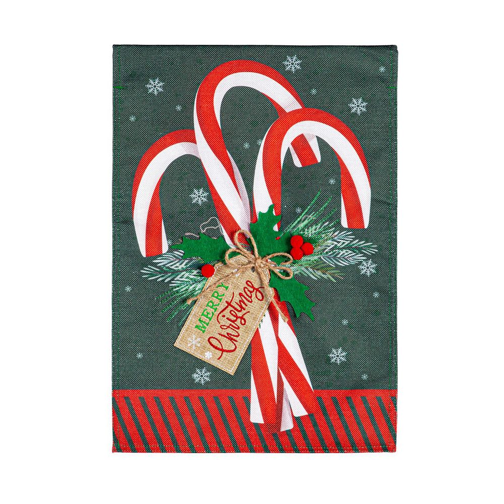 Evergreen Enterprises Candy Cane Burlap Garden Flag