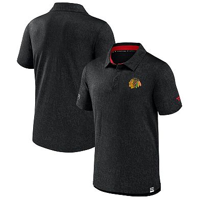 Men's Fanatics Branded Black Chicago Blackhawks Authentic Pro Jacquard Polo