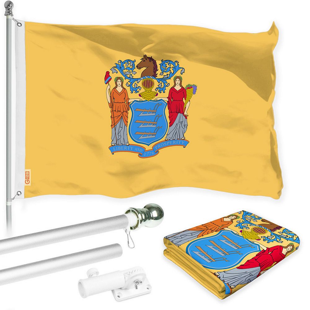 G128 3x5ft Combo Flagpole New Jersey Printed 300d Polyester Brass ...